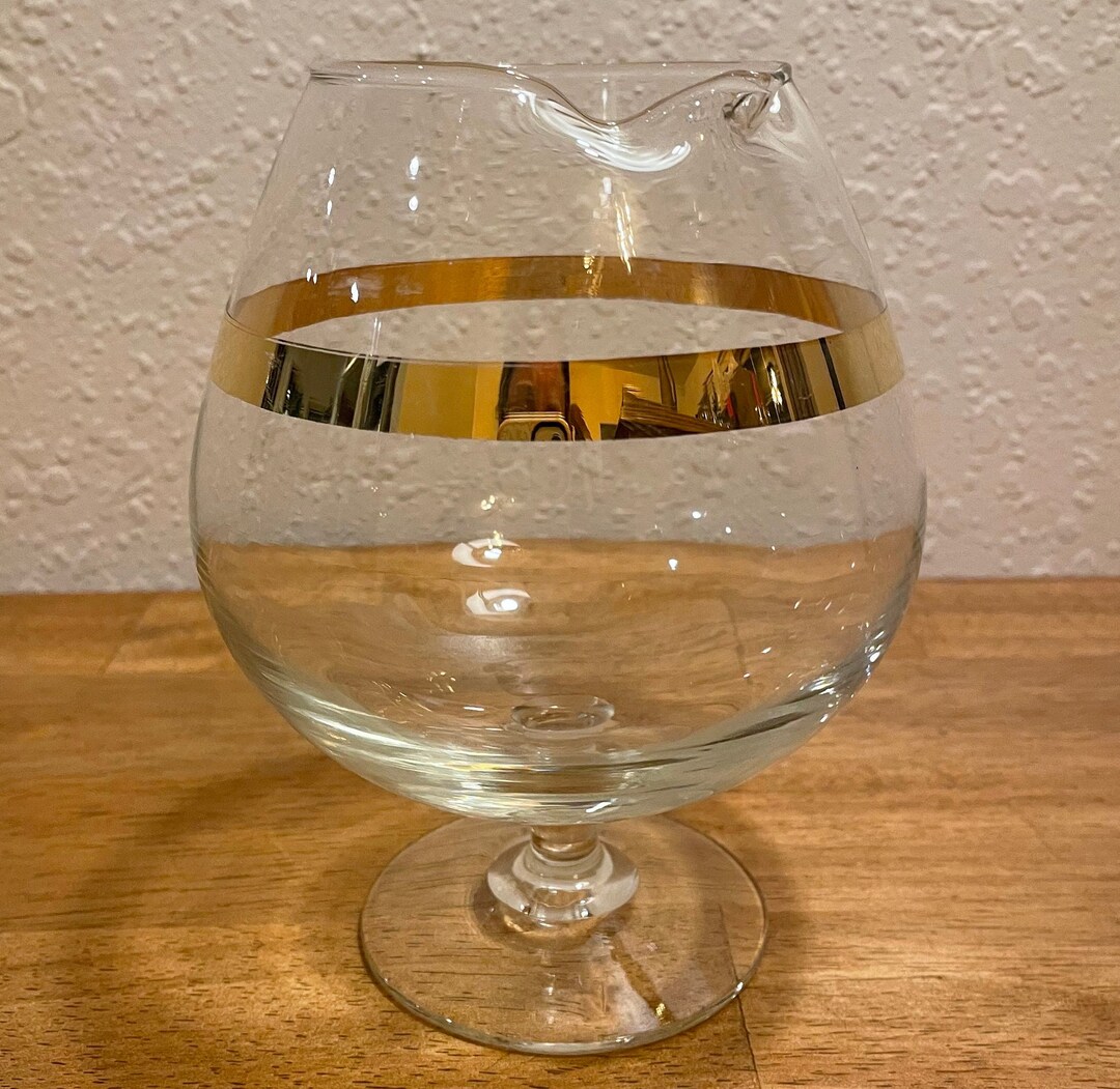 Small Vintage Mid Century Modern Gold Banded Cocktail Pitcher Brandy ...