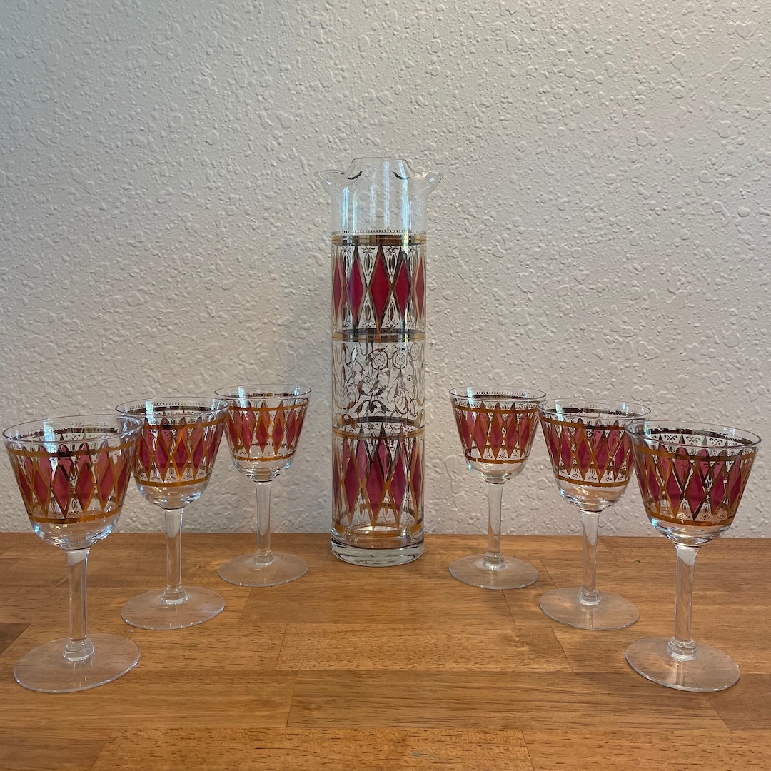 Vintage Cocktail Set, Mid Century Modern West Virginia Glass Rainier - Etsy