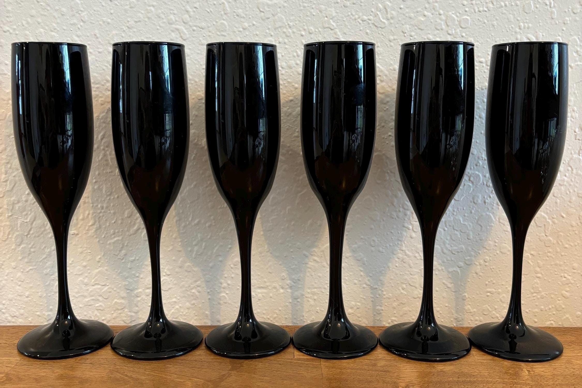 Vintage Champagne Flutes, Libbey Black Amethyst- Set of 6 - Etsy