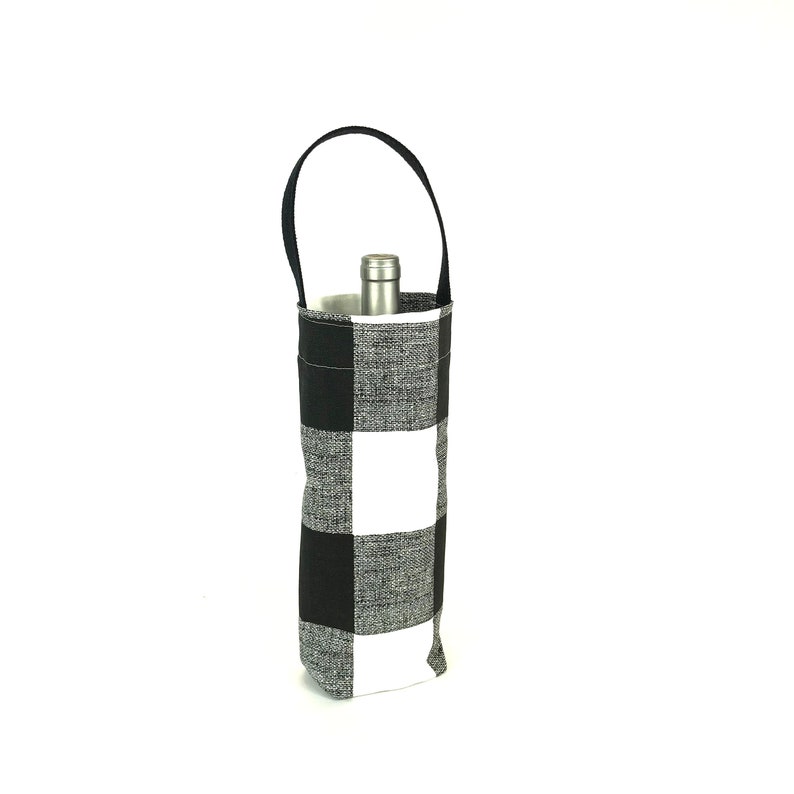 Wine Bag Black White Buffalo Check Wine Bag Wine Carrier Holiday Wine ...
