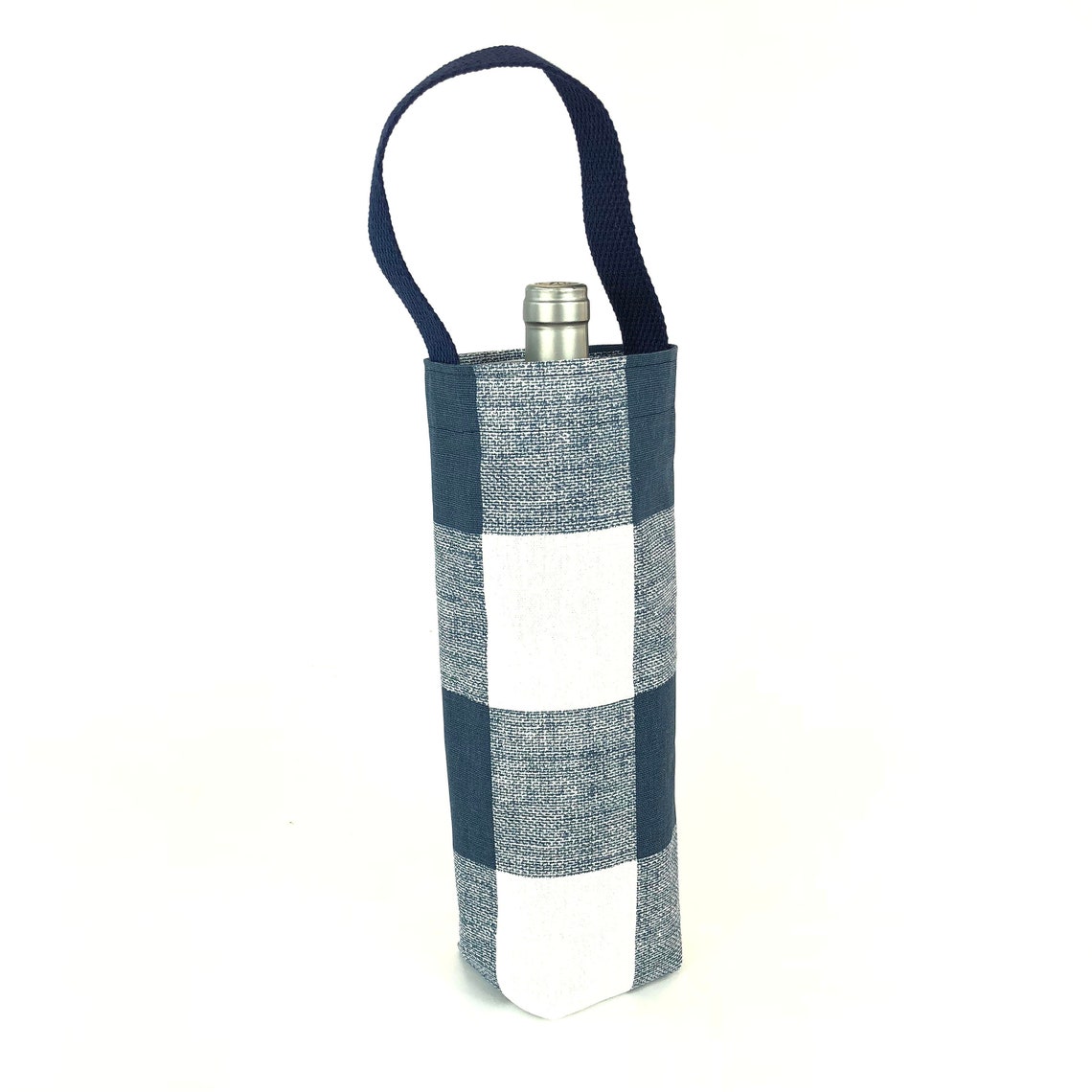 Wine Carrier Blue White Buffalo Check Wine Bag Wine Bag | Etsy