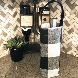 Wine Bag Black White Buffalo Check Wine Bag Wine Carrier Holiday Wine ...