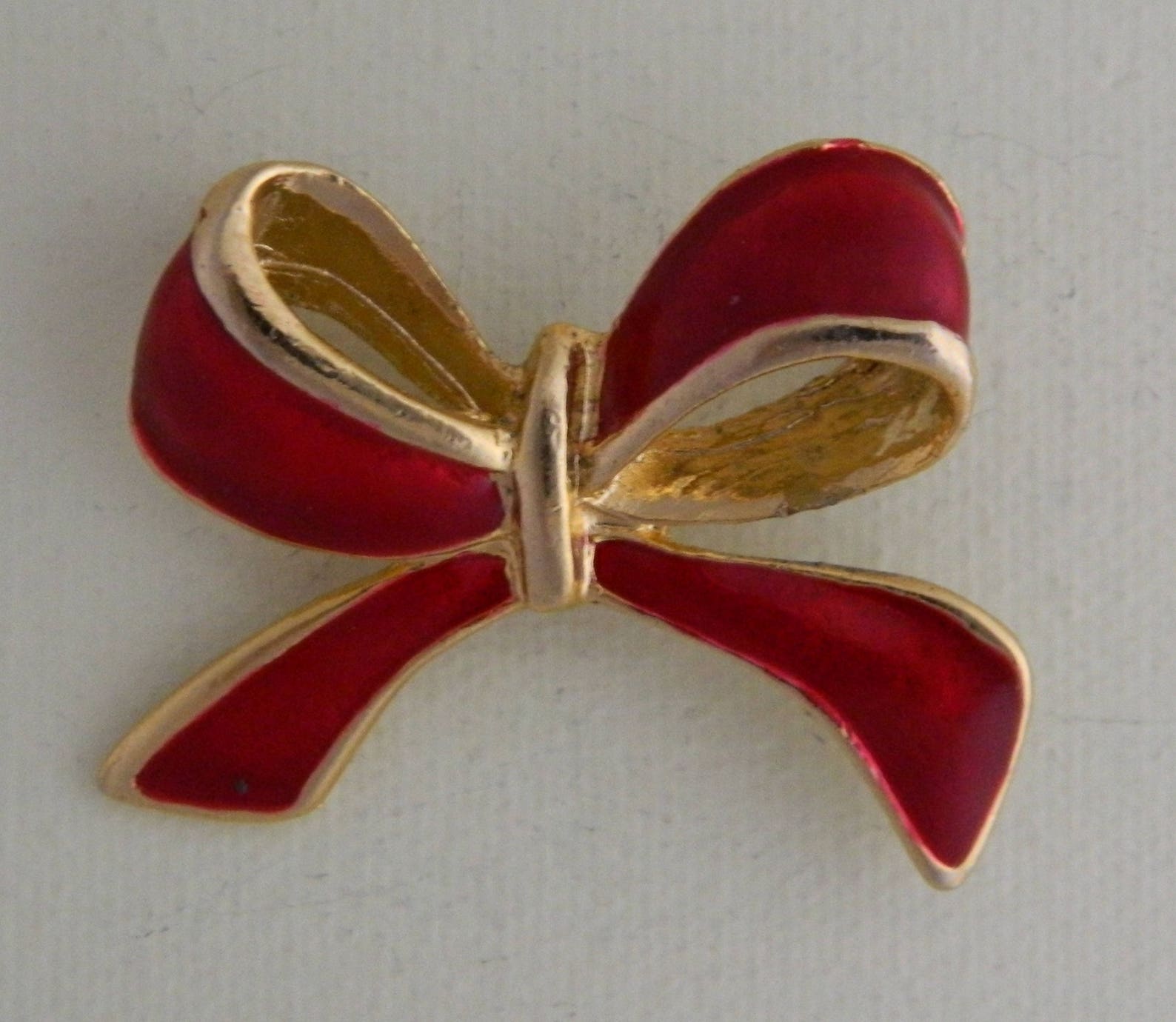 60s 70s Large Red Enamel Bow Brooch Quality Heavy Cast Gold - Etsy