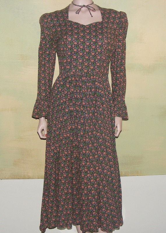 S 1940s / 50s Original Prairie Dress Georgia Kay of C… - Gem