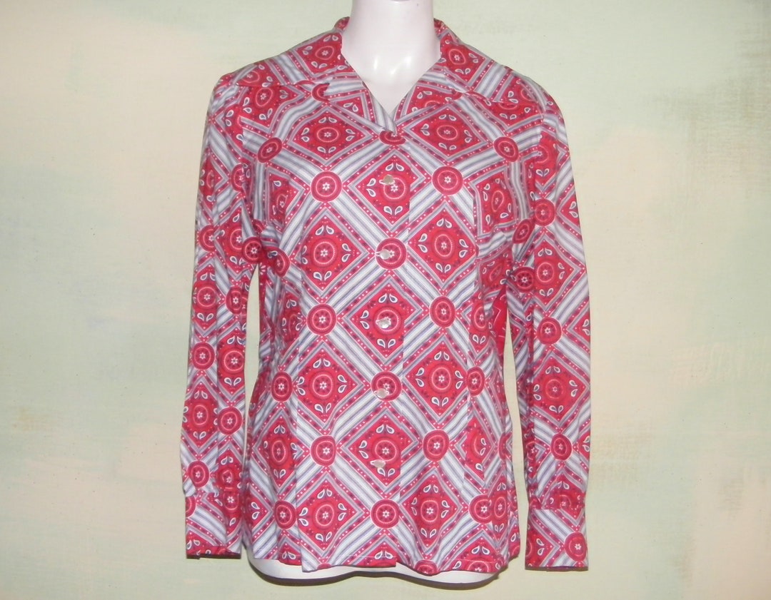 Vintage Bandana Print Western Shirt: Women's M, Rodeo Style - Etsy