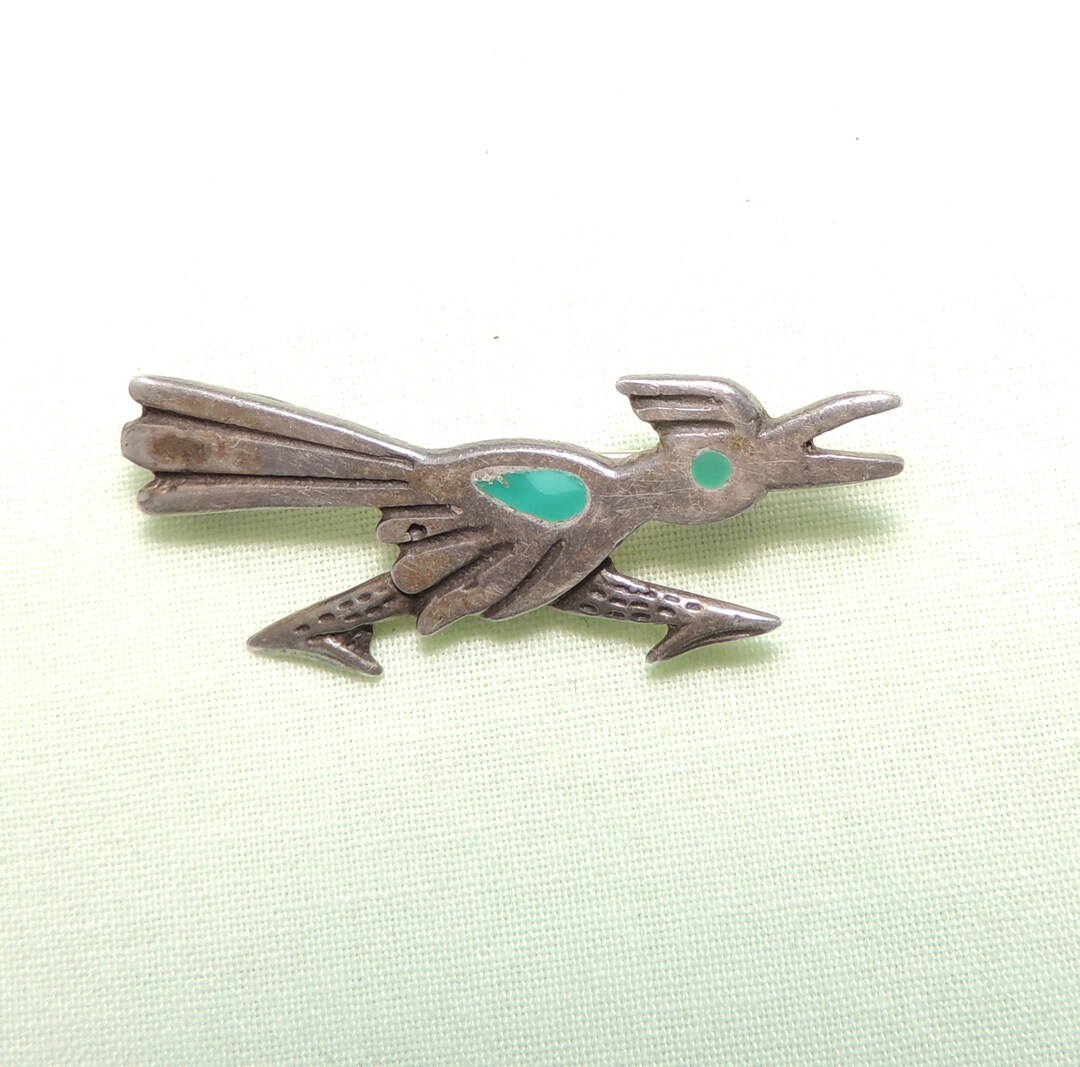 Vintage Roadrunner Silver Pin Native American Navajo VFG - Etsy