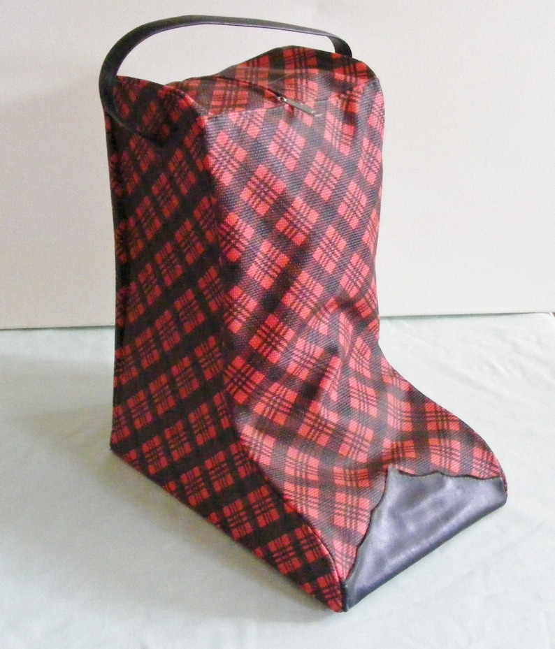 Vinyl Boot Bag Red and Black Tartan Scotch Plaid Ski Western | Etsy