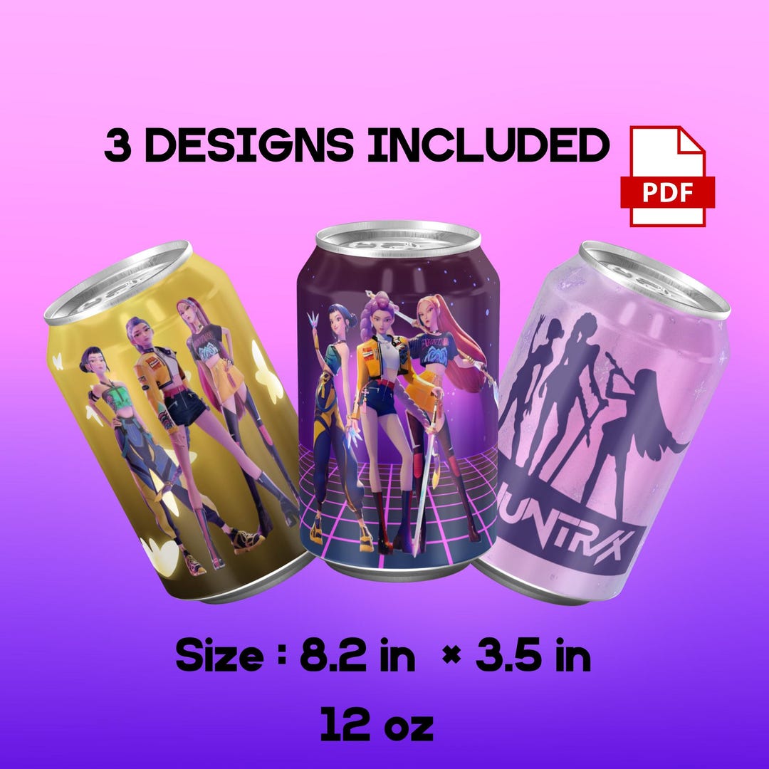 Kpop Demon Hunters Soda Pop Can Wrap , Kpop Demon Hunters Printable , 3 ...