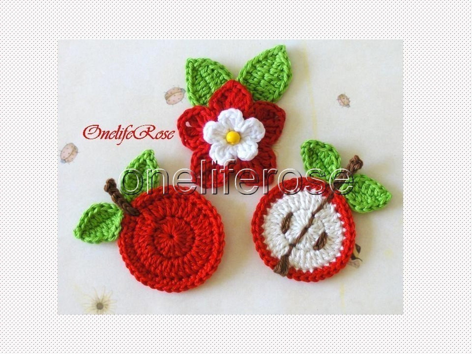 Crochet Apples Set Crochet Appliquecrochet Fruit - Etsy