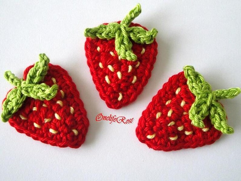 5. Pieces Crochet Strawberry Crochet Fruit - Etsy