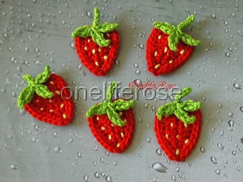 5. Pieces Crochet Strawberry Crochet Fruit - Etsy