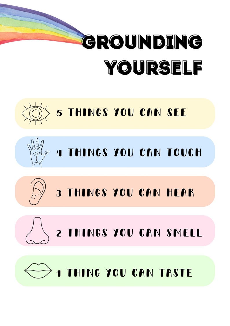 Grounding & Coping Techniques Digital Download | Mental Health Wall Art ...