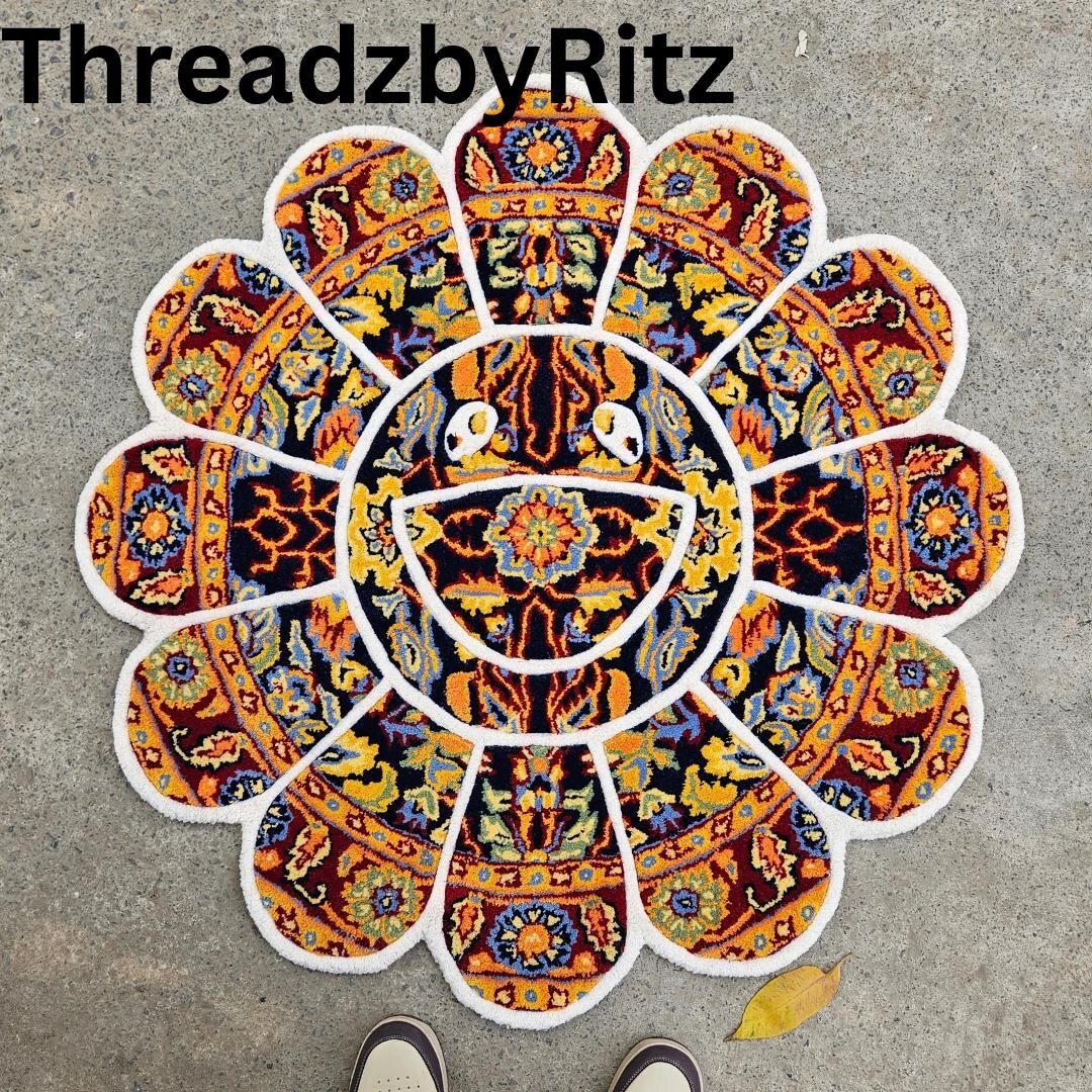 TAKASHI MURAKAMI RUG Orange Color Murakami Flower Rug Takashi Rug ...