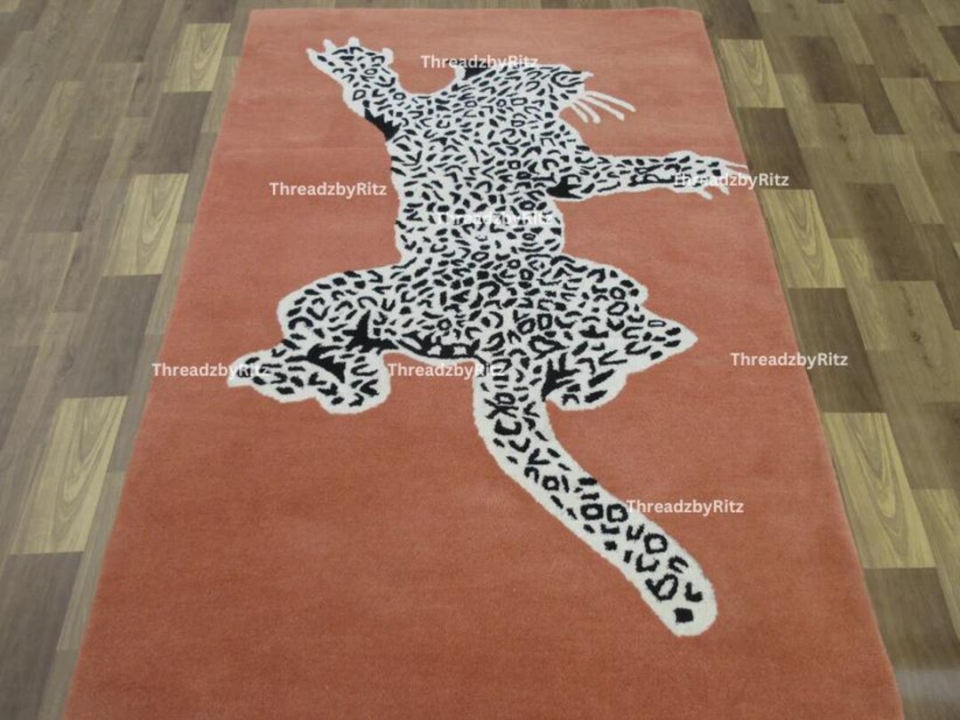Tufted Leopard Area Rugs , Climbing Tiger Carpet , Handmade Wool Carpet ...