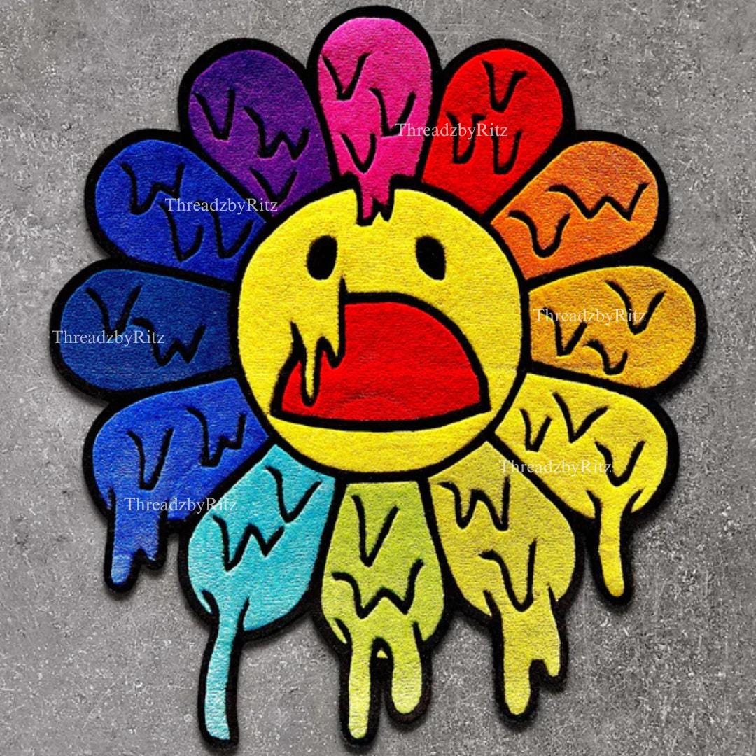 Takashi Murakami Rug, Melted Rainbow Flower Rug, Takashi Smiley Area ...