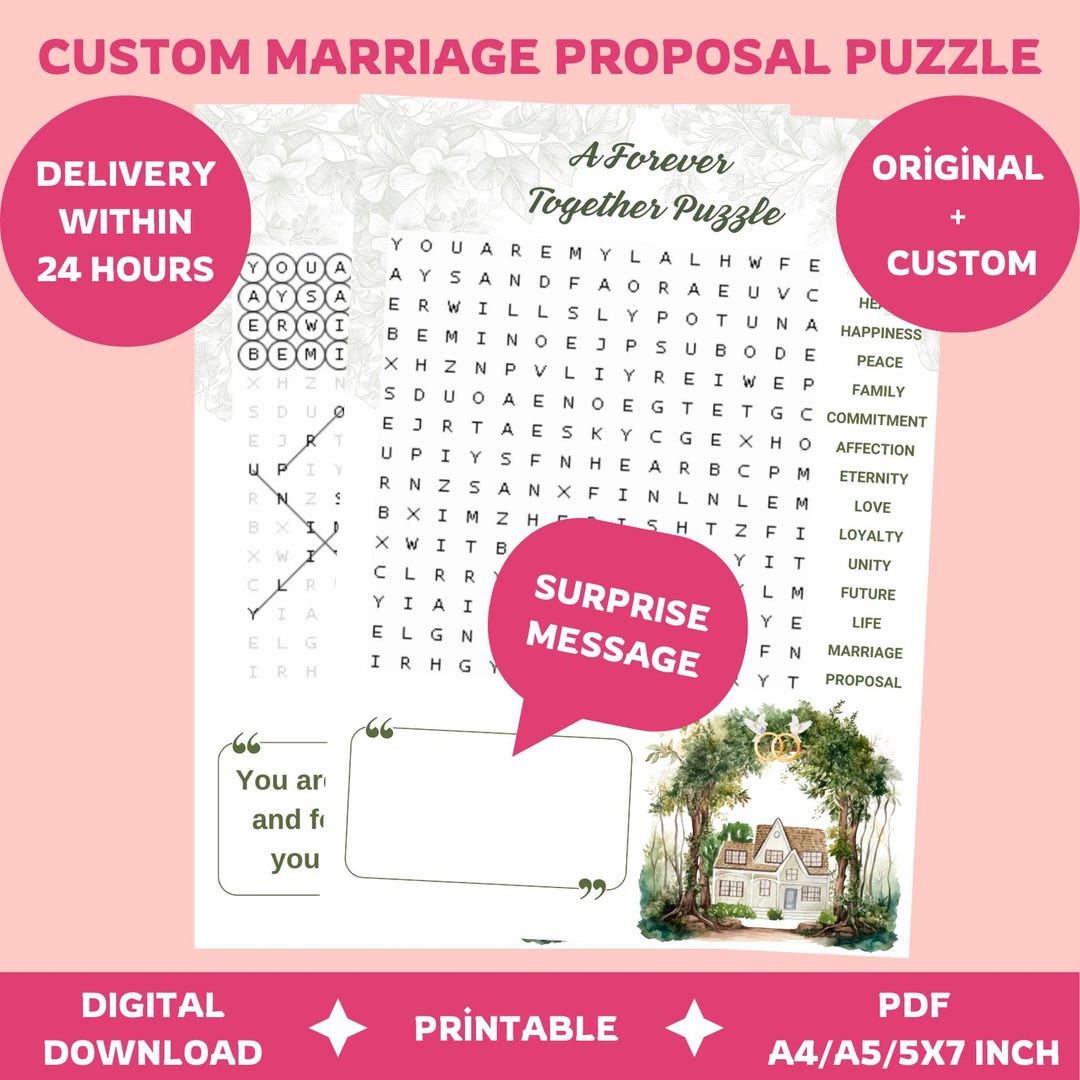 Custom Engagement Proposal Puzzle, Love Puzzle Personalized With Secret Message, Romantic and ...