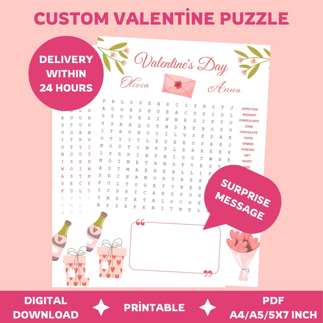 Custom Valentines Day Puzzle, Printable Best Gift for Him, Couple Gift ...