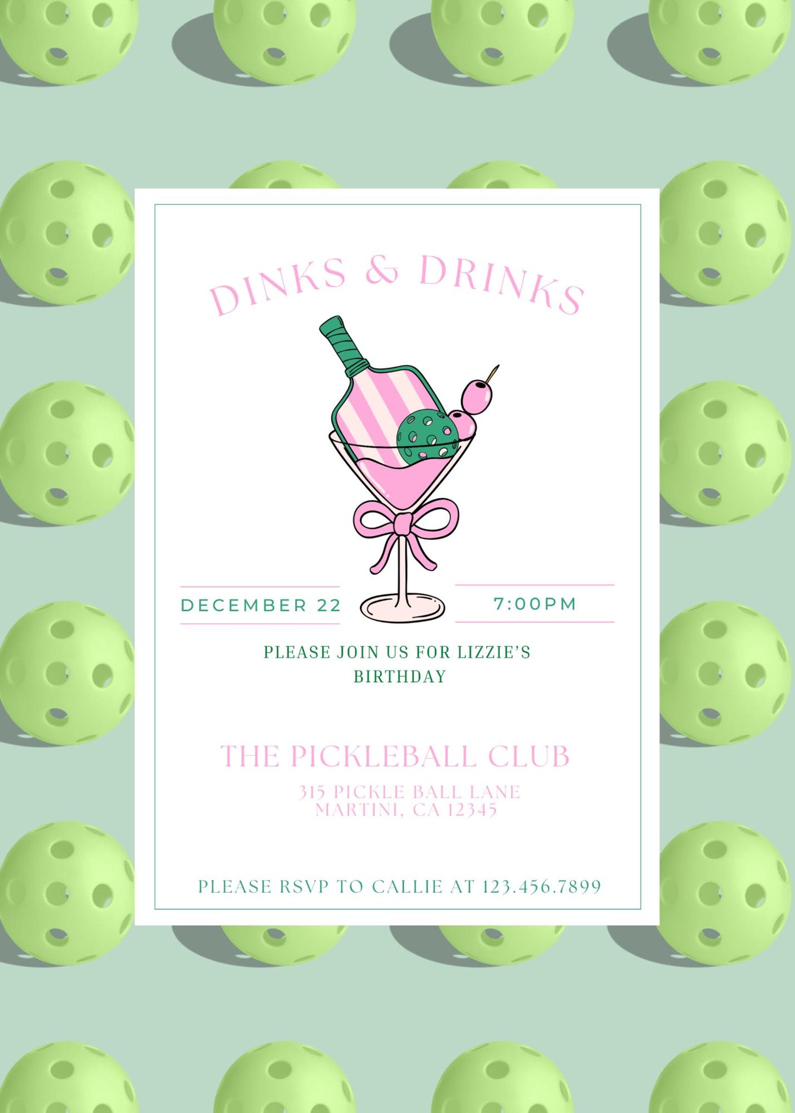 Dinks & Drinks Birthday Invitation - Etsy