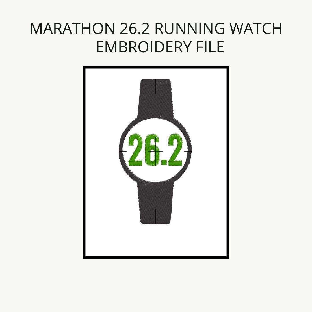 Marathon Runner Embroidery File, Runner Watch Embroidery, 26.2 ...