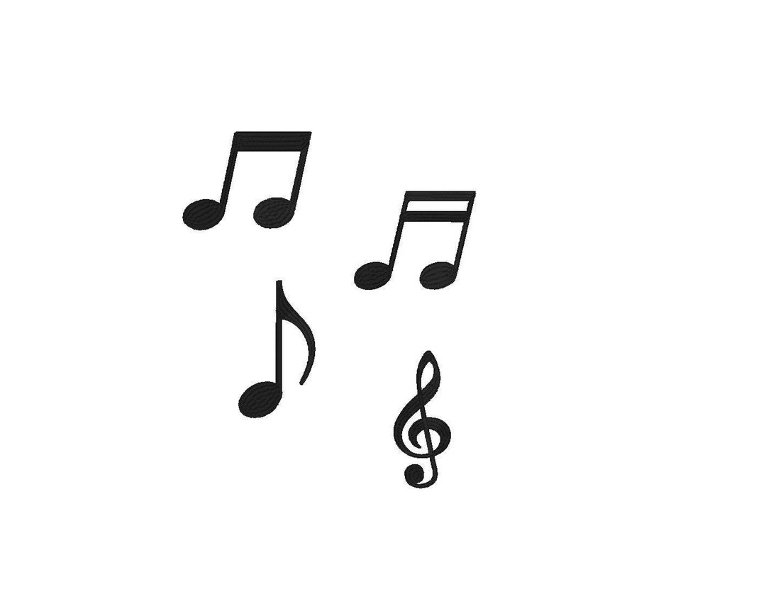 Music Notes Embroidery Design: Treble Clef, Individual Notes (digital ...