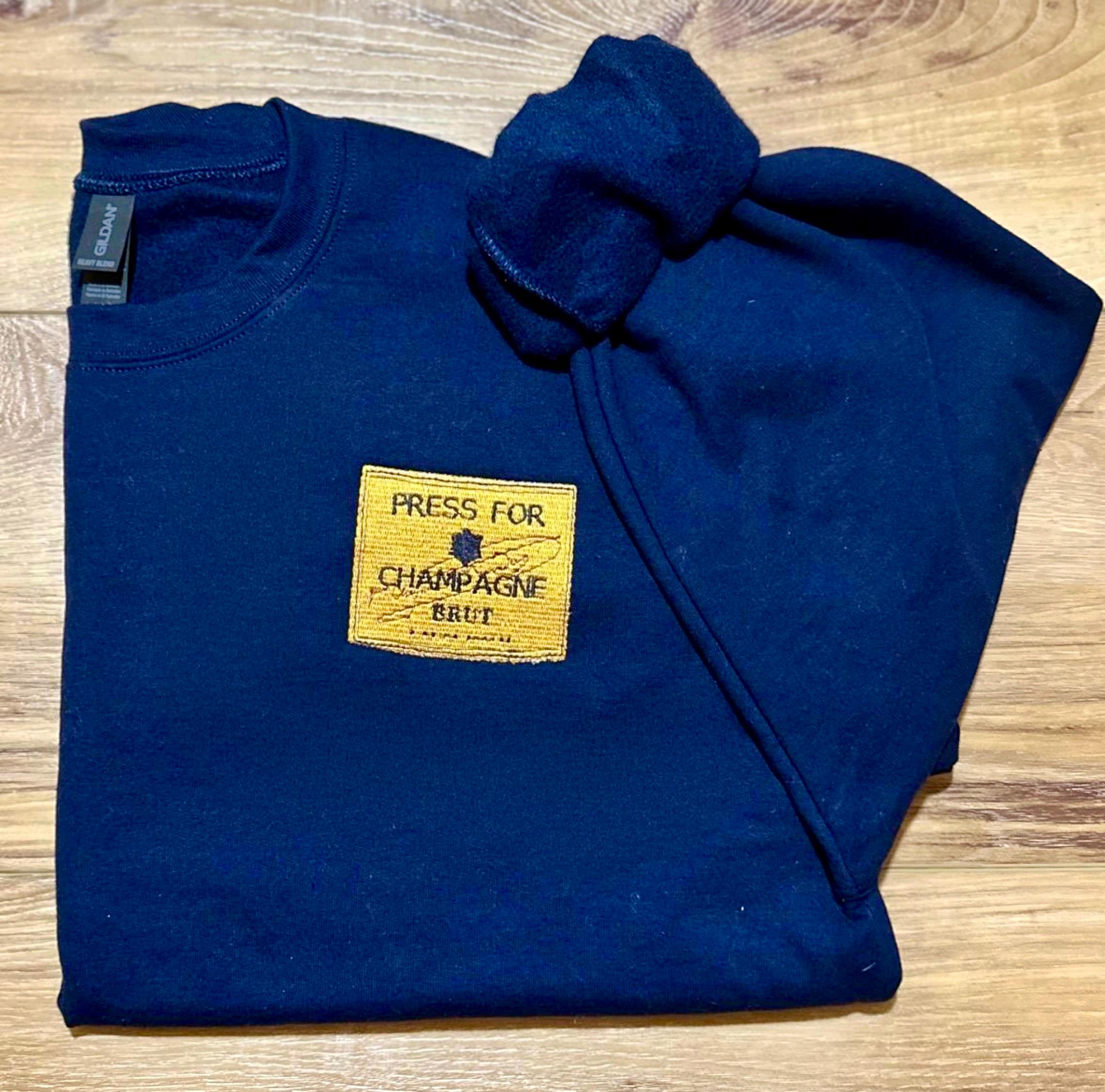 Champagne Bottle Embroidered Sweatshirt, Champagne Lovers, Champagne ...