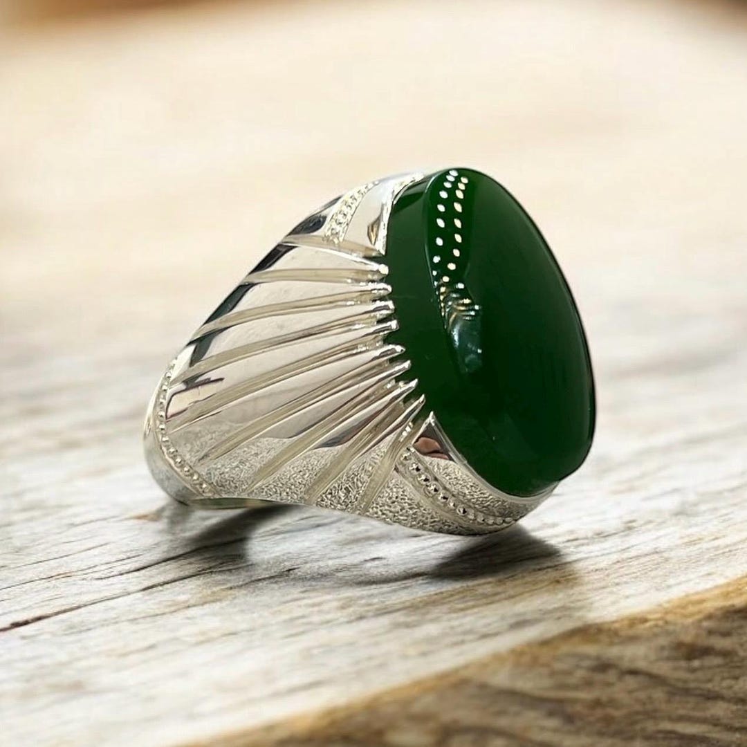 Handcrafted Yemeni Aqeeq Ring for Men, Natural Agate Rings, 925 ...
