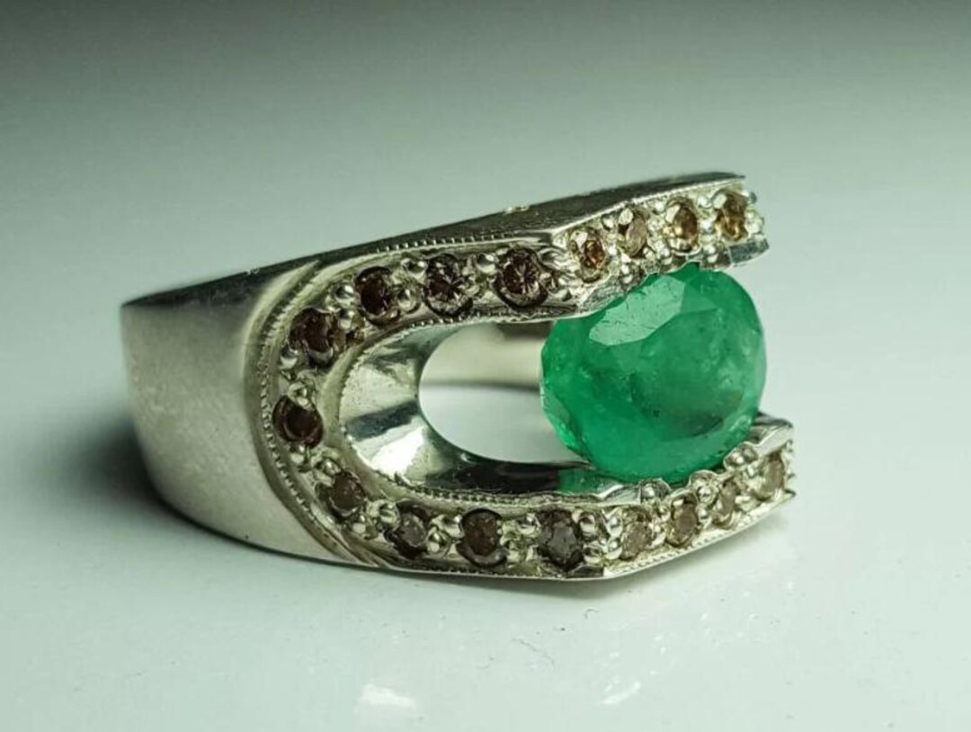 Handcrafted Oval Cut Emerald Ring, Natural Emerald 925 Sterling Silver ...