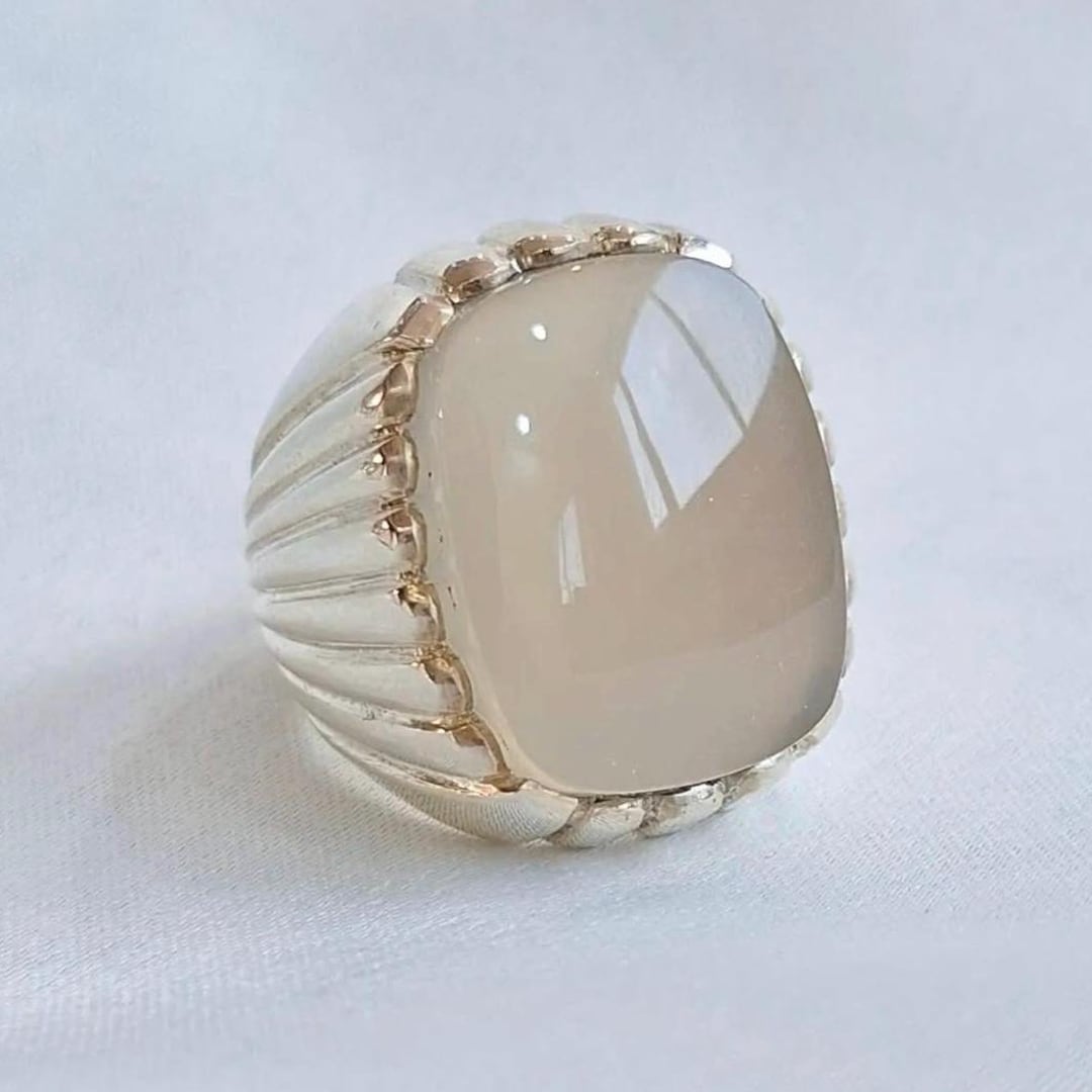 Handcrafted Yemeni Aqeeq Ring for Men, Natural Agate Rings, 925 ...