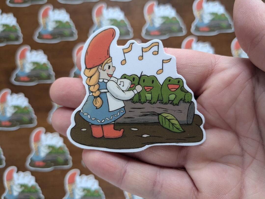 Girl Gnome With a Choir of Frogs Sticker - Etsy
