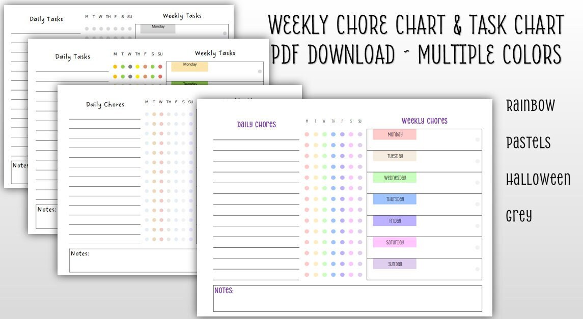 Chore Chart Printable Task Chart Editable Chart Responsibility Chart ...