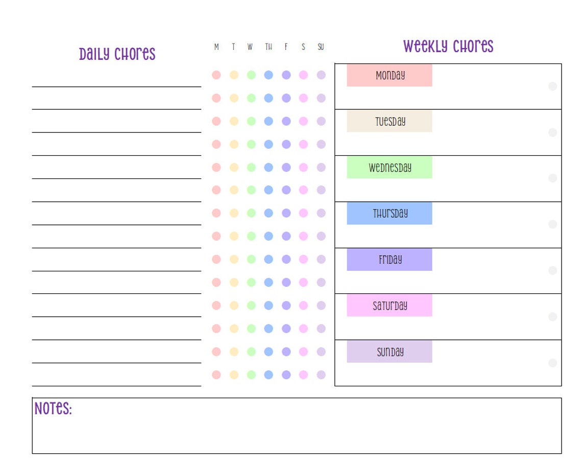 Chore Chart Printable Task Chart Editable Chart Responsibility Chart ...