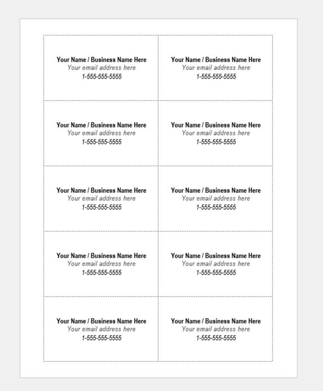 Contact Information Cards - Edit Yourself MS WORD - Rectangle Size 3x2 ...