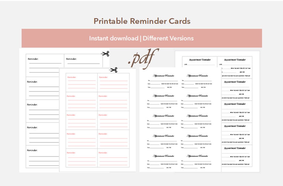 Appointment Card Template, Appointment Card Printable, Reminder Cards ...