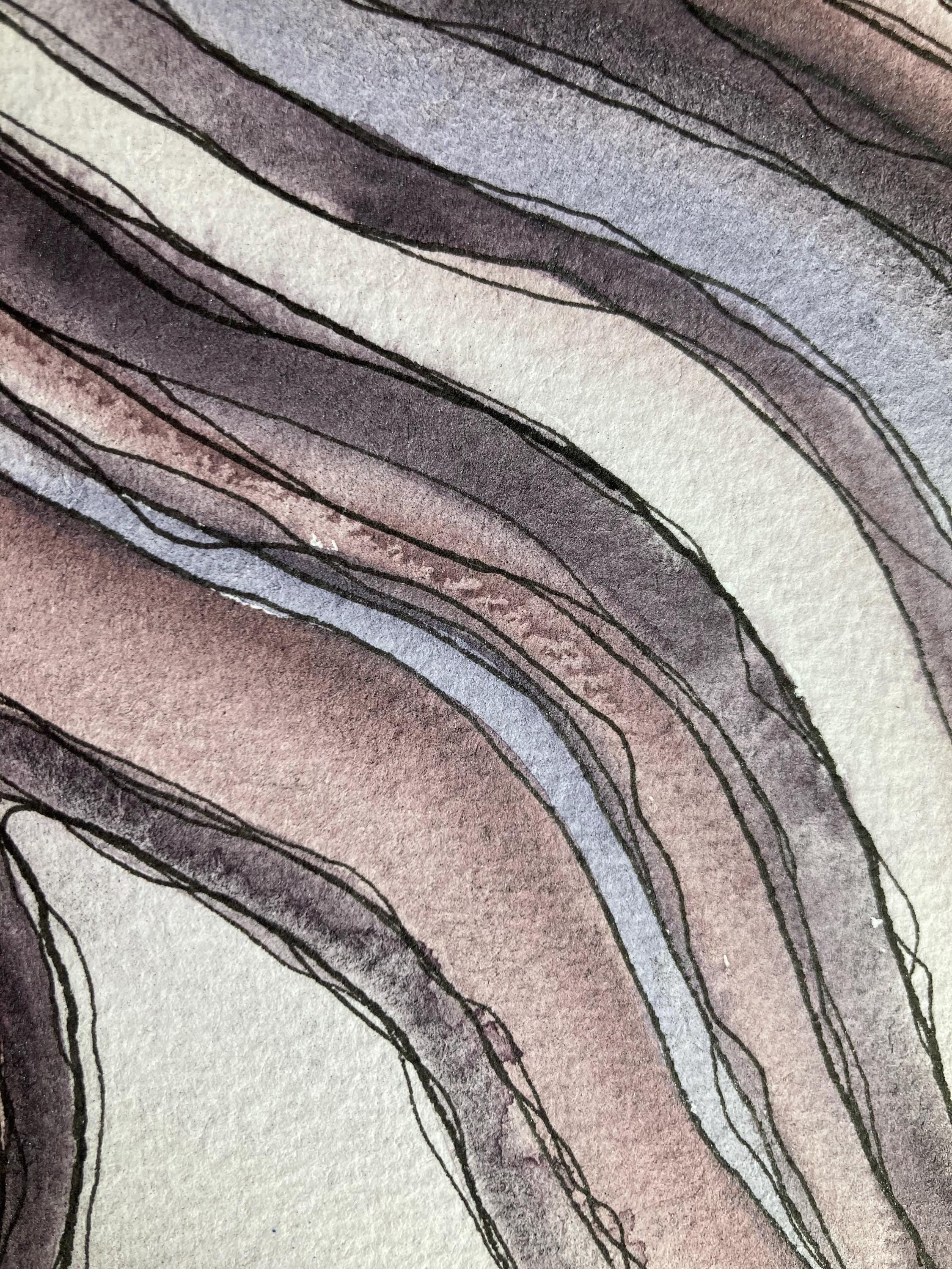 Original Artwork, Topography Map Watercolor Ink Painting, 9x12 Inches ...