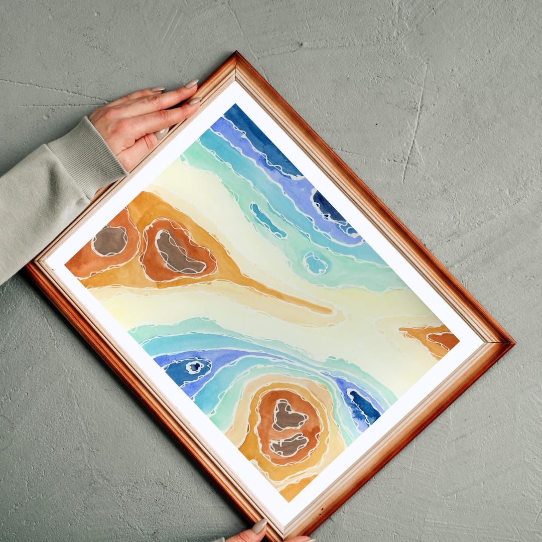 Topographic Original Watercolor Painting, Fantasy Map 3, Variety of ...