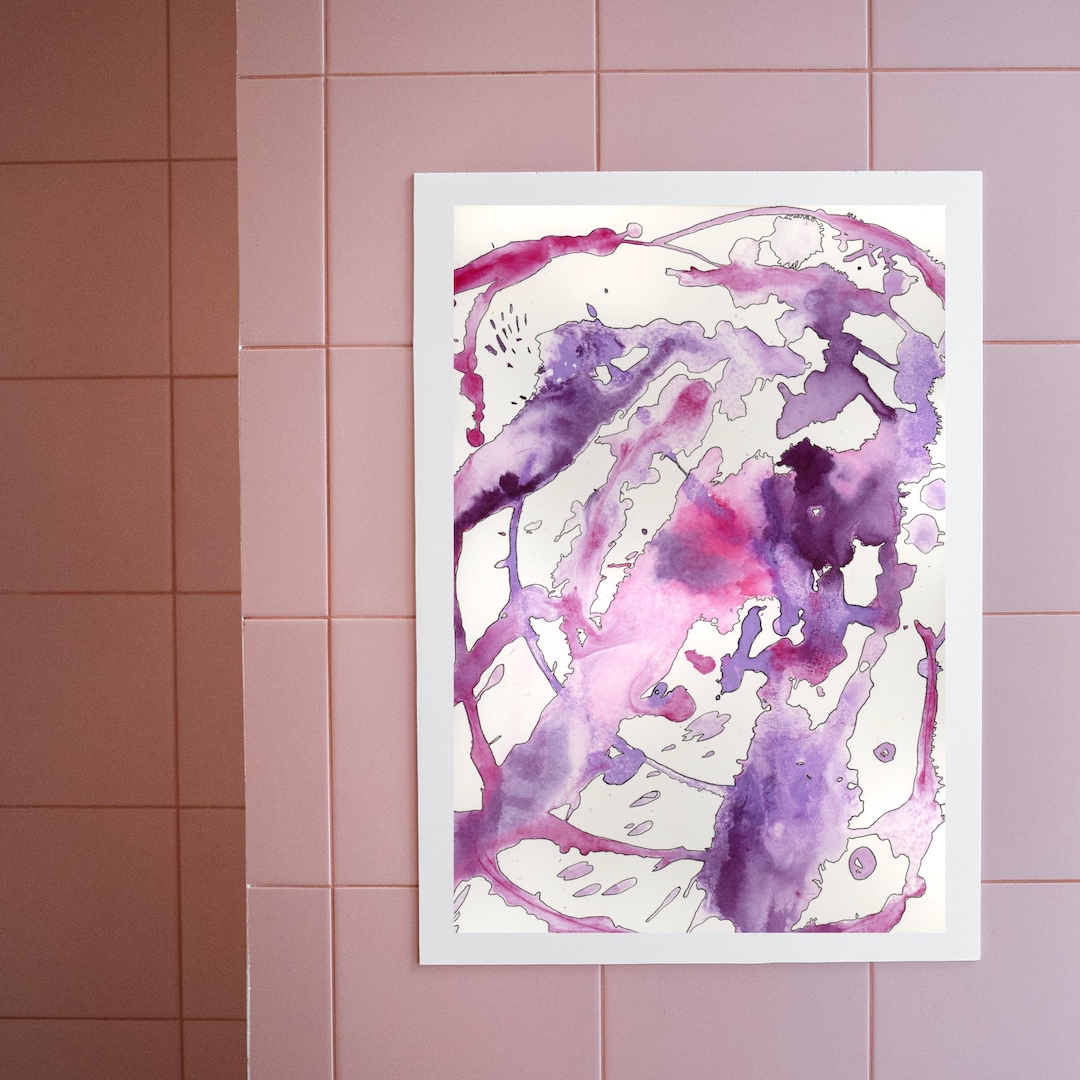 Abstract Watercolor Ink Artwork, 9x12 Contour Drawing, Giclee Archival ...