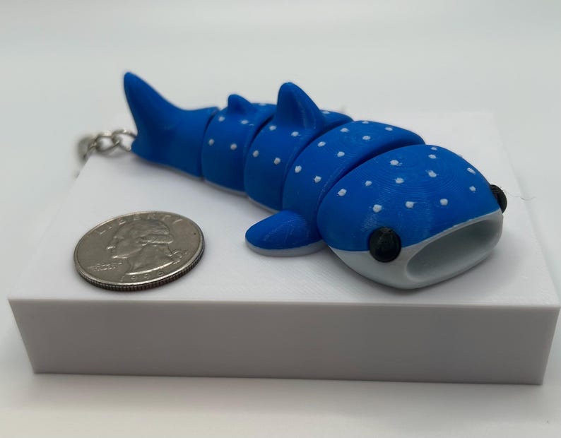 Flexible Whale Shark Keychain – 3D Printed Fidget Bag Tag, Cute Ocean ...