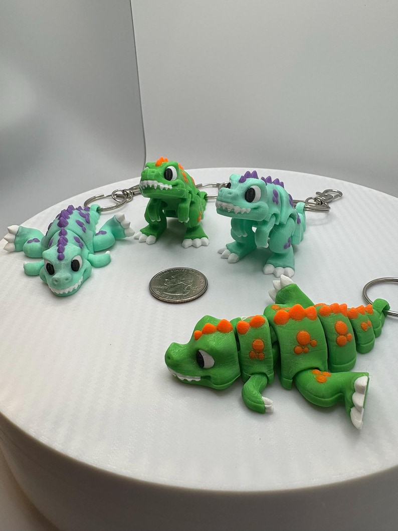 Flexible T-rex Keychain – 3D Printed Dinosaur Bag Charm - Etsy