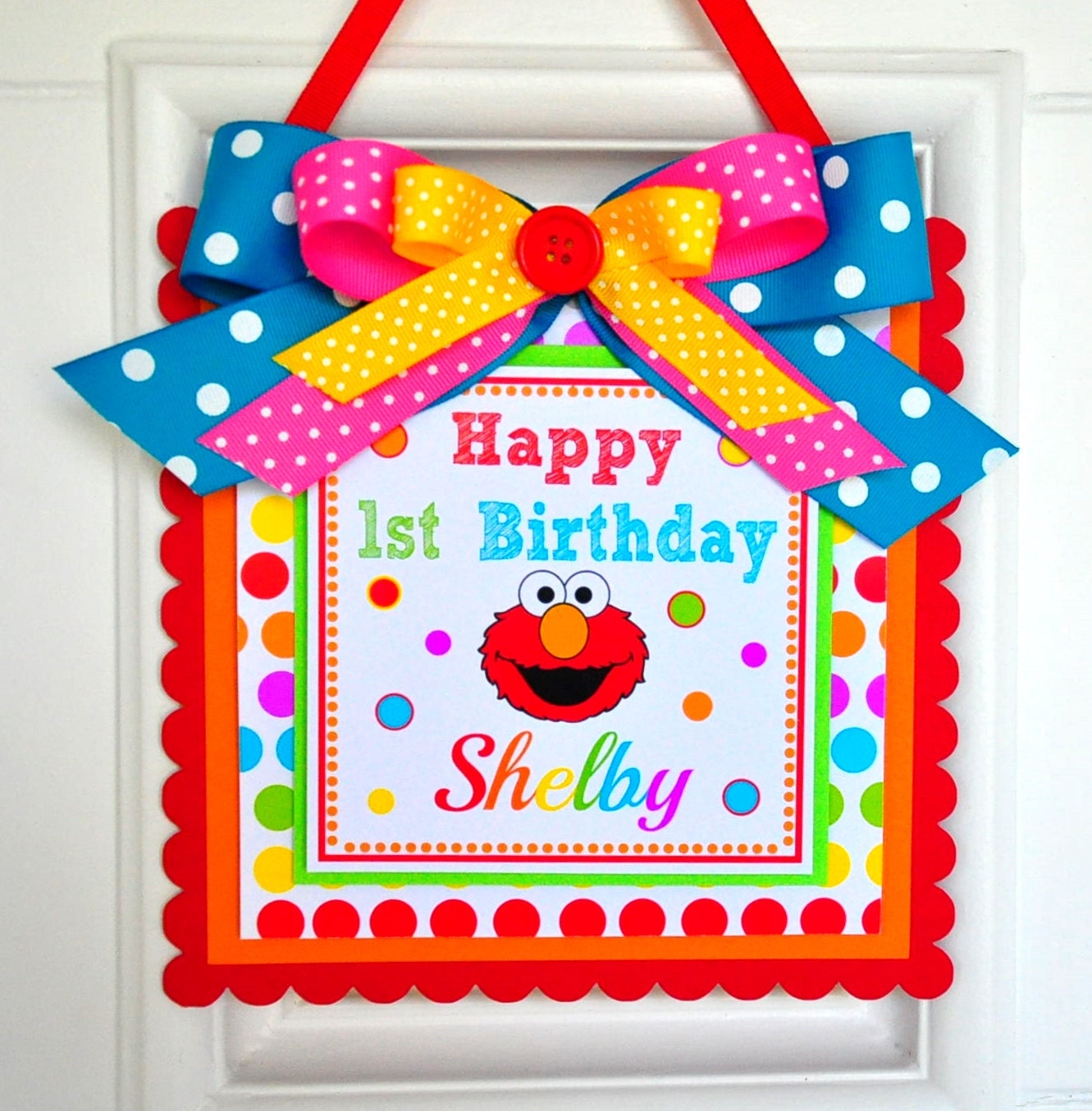 Elmo Door Sign Elmo Birthday Party Girl Elmo Welcome Door | Etsy