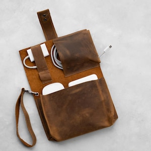 Cable Organizer Leather Cord and Wire Holder Bag Personalized Cable ...
