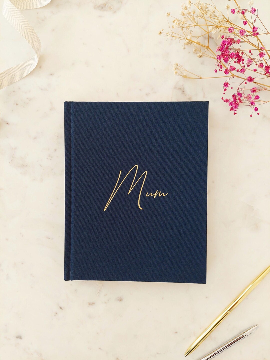 MUM Memory Journal | NAVY LINEN | Legacy Book | Life Story Journal ...