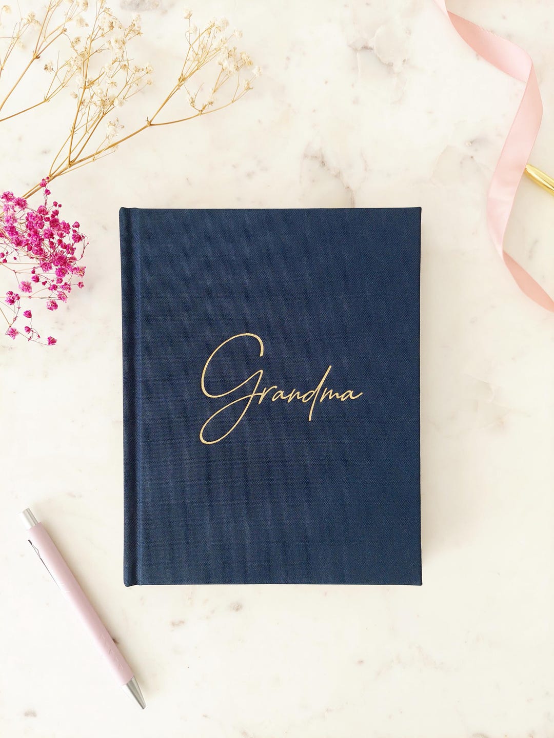 GRANDMA Grandparent Memory Journal | NAVY LINEN | Legacy Book | Life ...