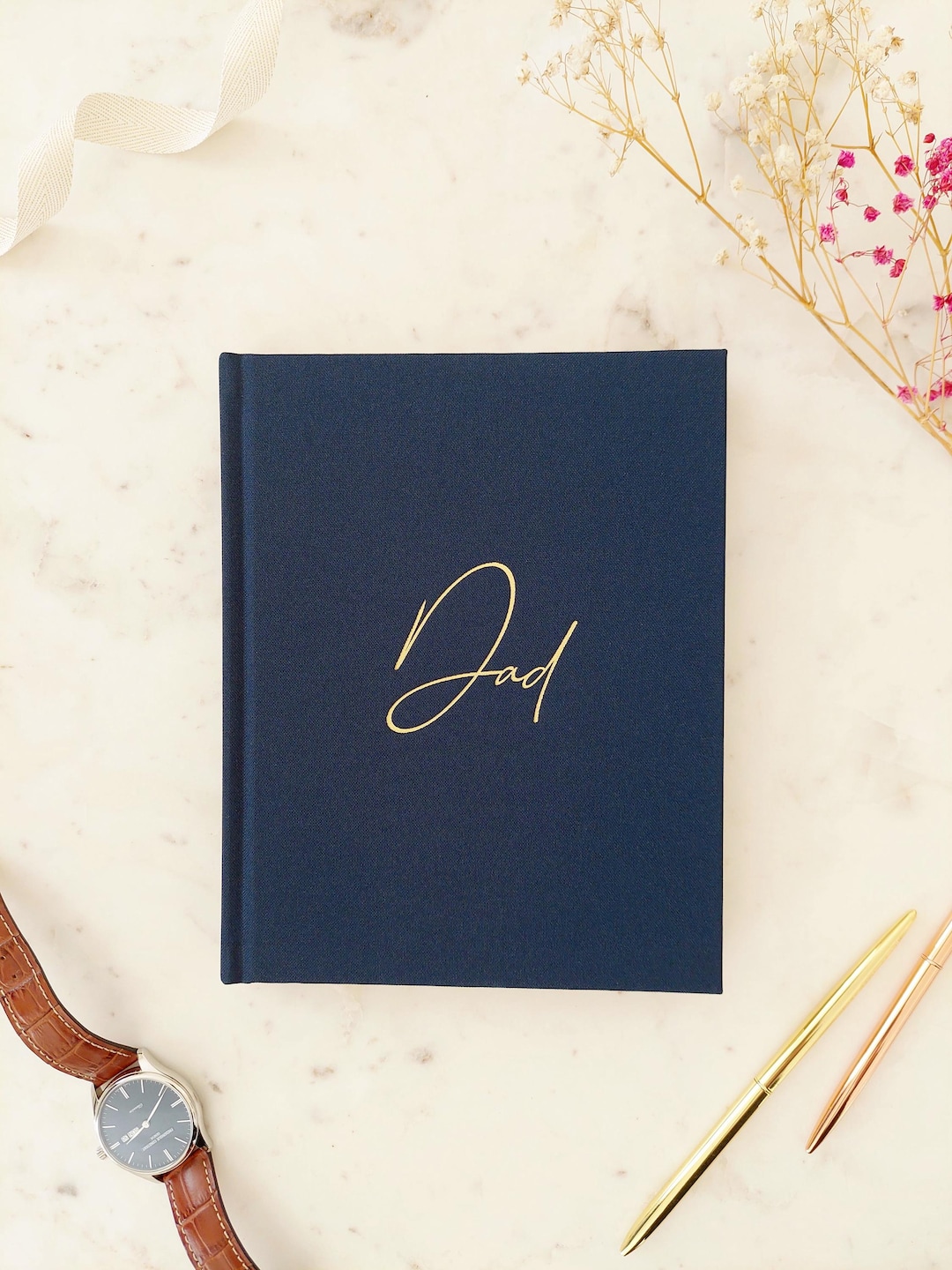 DAD Memory Journal | NAVY LINEN | Legacy Book | Life Story Journal ...