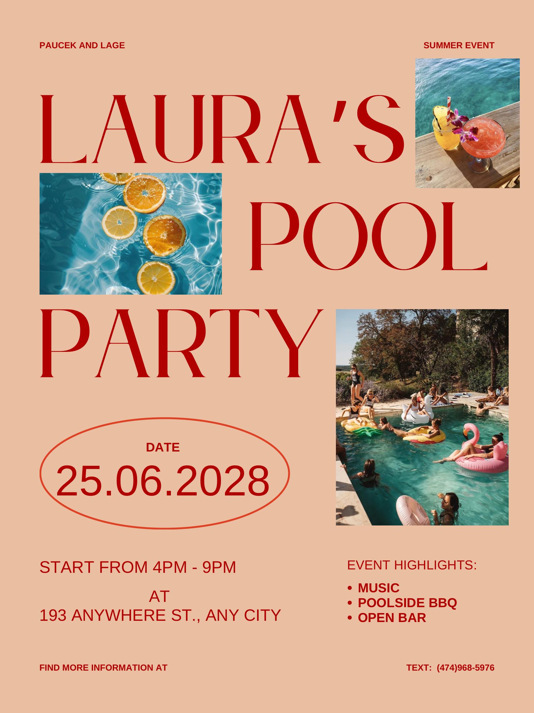 Editable Pool Party Invitation, Birthday Pool Party, Canva Template ...
