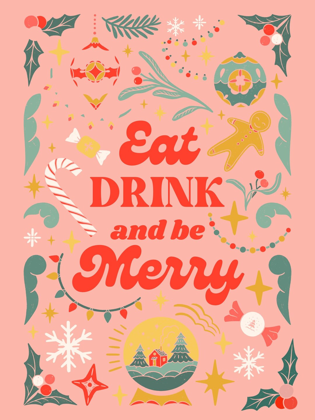 Christmas Poster, Holiday Poster, Christmas Template, Gingerbread ...