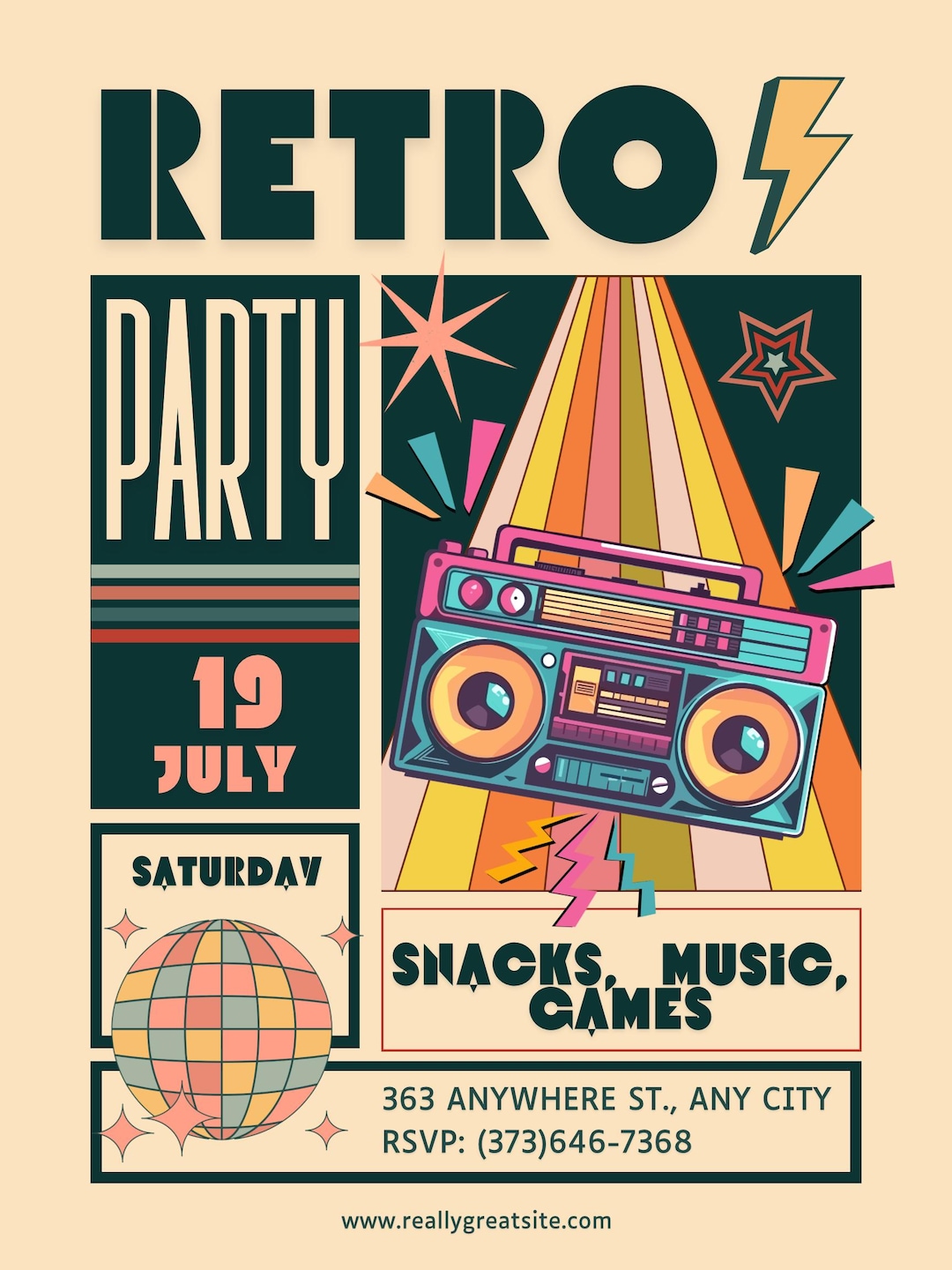 Retro Party Invitation, 80’s Theme Party, 90’s Themed Party, Roller ...