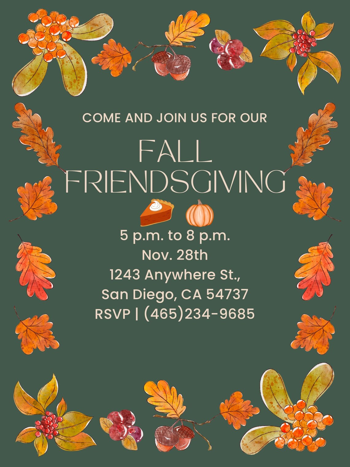 Friendsgiving Invitation, Editable Canva Invite, Holiday Evite, Party ...