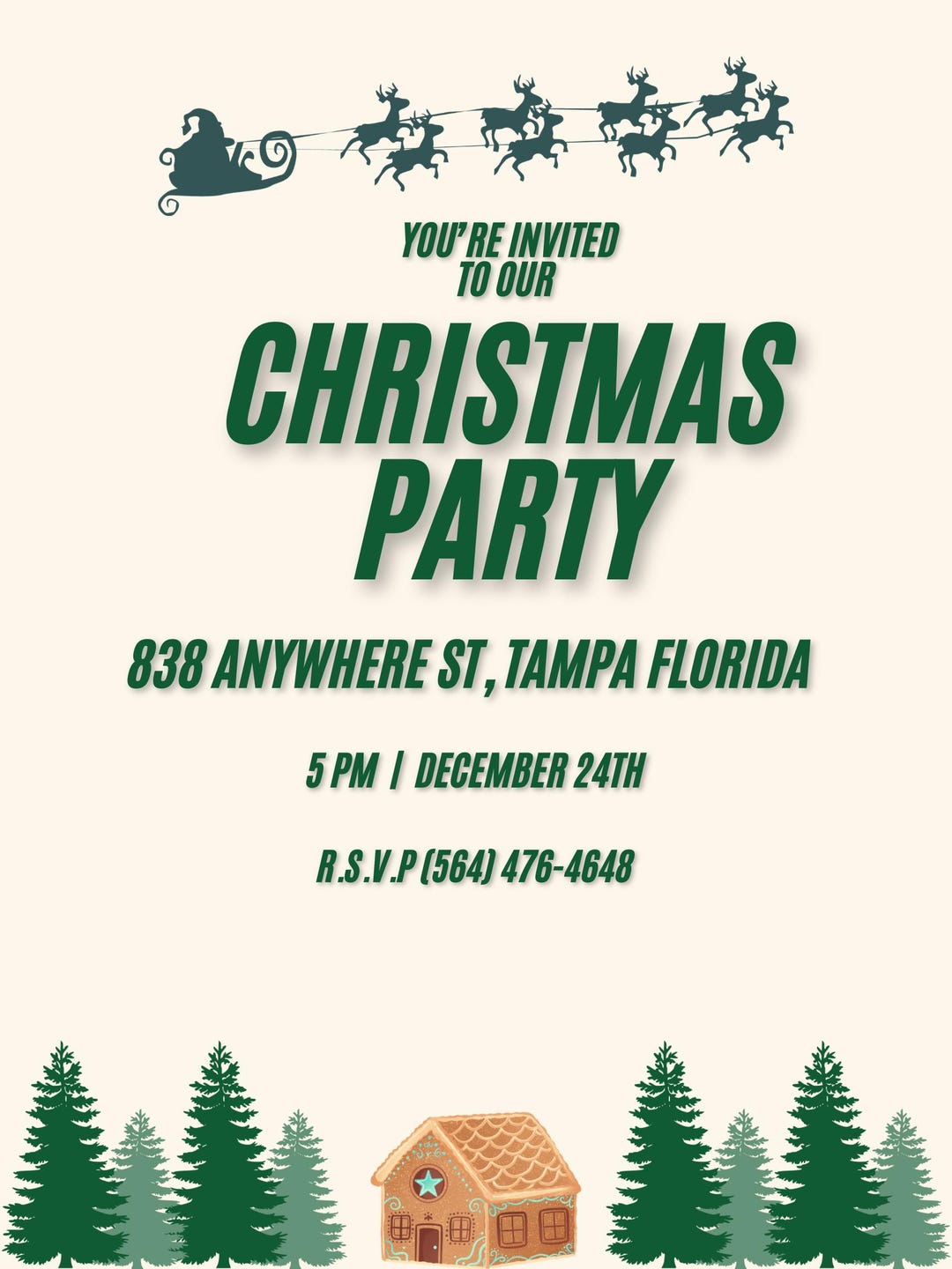 Christmas Invitation, Editable Christmas Template, Woodsy Christmas ...
