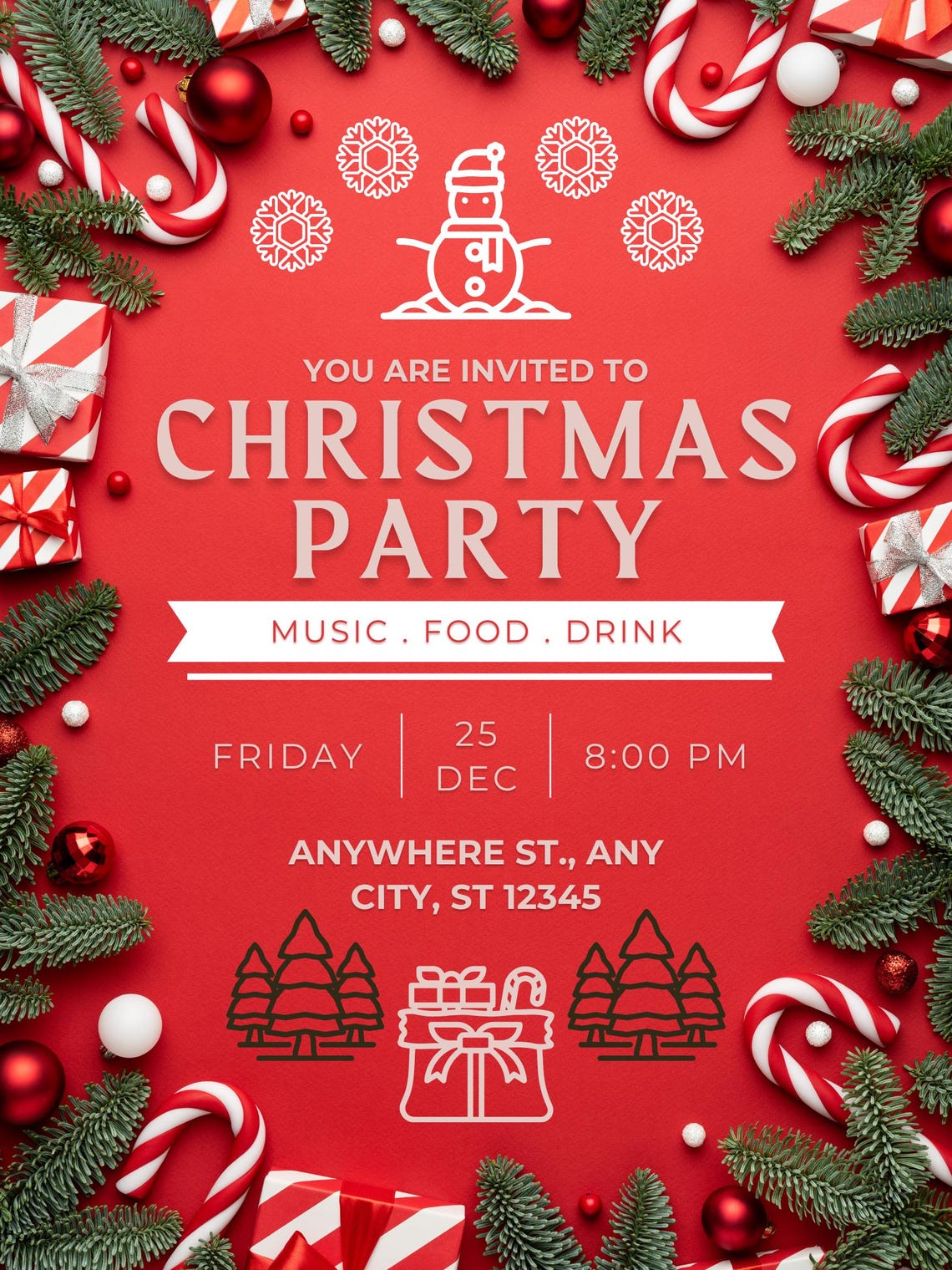 Editable Festive Evite, Christmas Party Invitation, Christmas RSVP ...