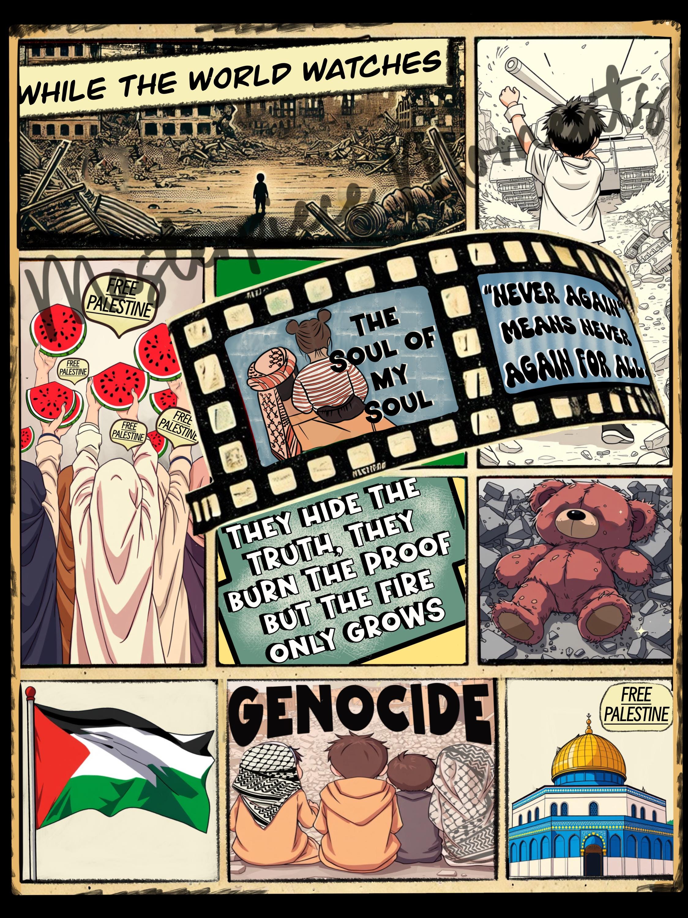 Palestine Awareness Comic Book Style Digital Art - PNG & SVG for T ...